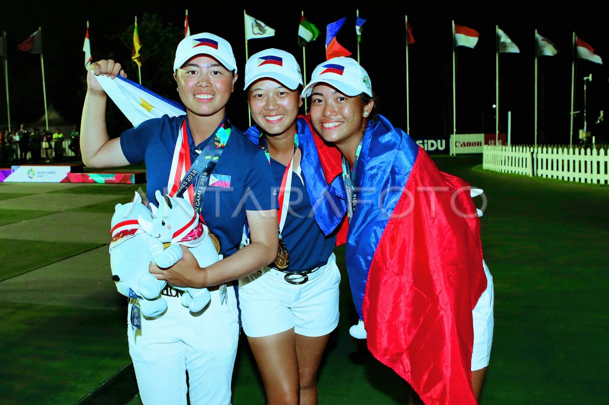 TIM GOLF PUTRI FILIPINA RAIH EMAS ASIAN GAMES 2018 | ANTARA Foto