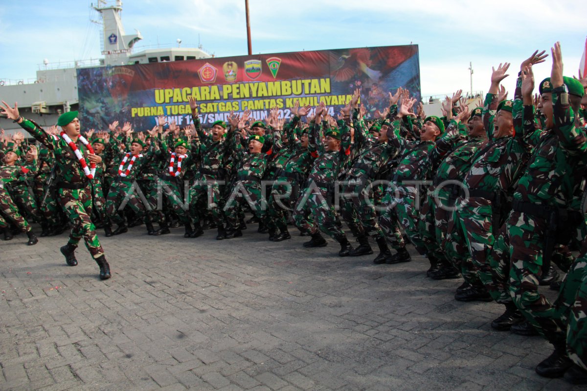 Penyambutan Satgas Pamtas RI-PNG di Medan | ANTARA Foto