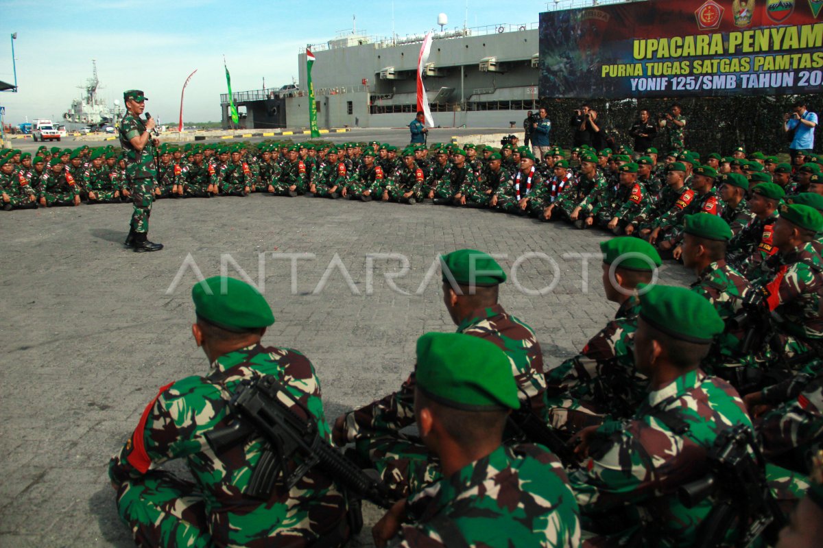 Penyambutan Satgas Pamtas RI-PNG di Medan | ANTARA Foto