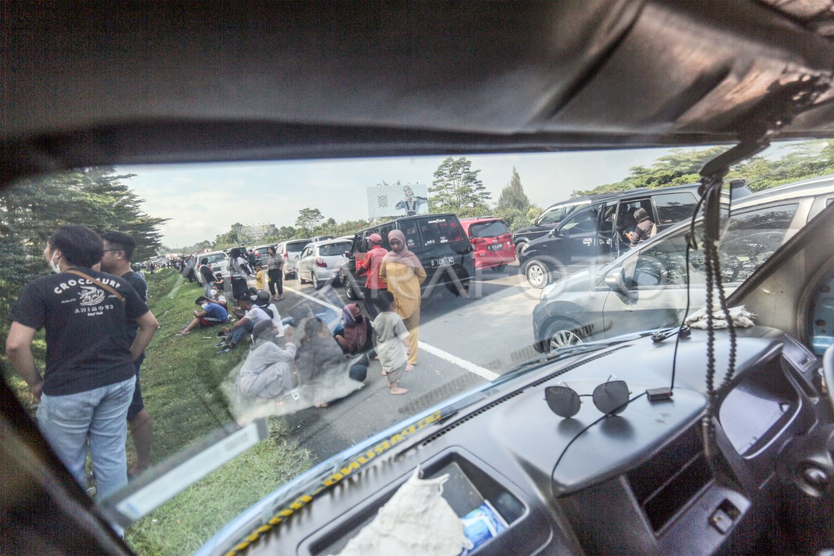 WISATAWAN TERJEBAK KEMACETAN DI JALUR PUNCAK BOGOR | ANTARA Foto
