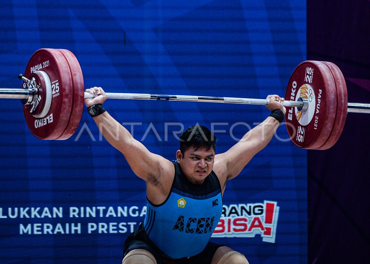 ILMI M ZUL RAIH EMAS ANGKAT BESI KELAS 96 KG | ANTARA Foto