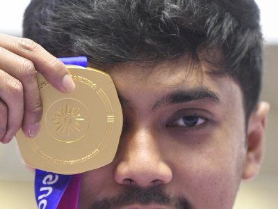 Medali emas pertama Indonesia di Asian Games 2022 | ANTARA Foto