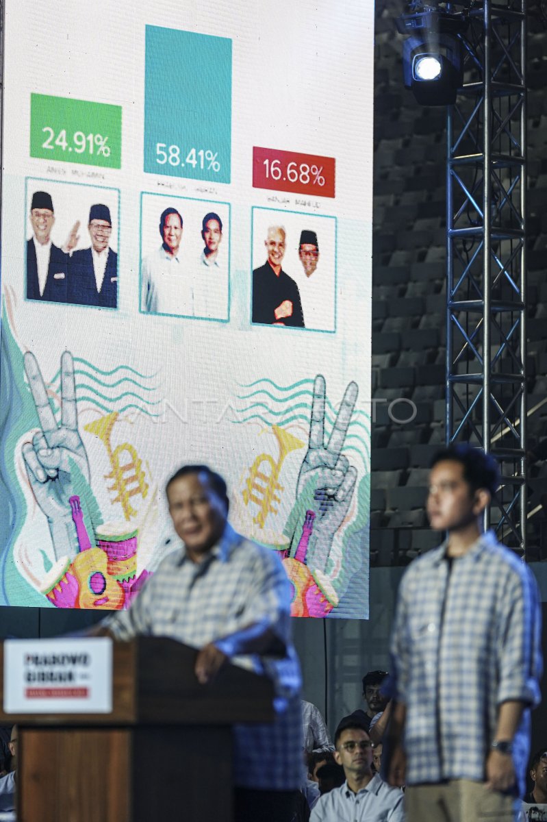 Pidato kemenangan Prabowo-Gibran | ANTARA Foto Pidato kemenangan Prabowo-Gibran | ANTARA Foto