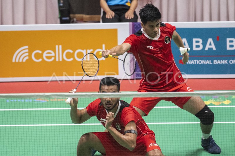 Ganda putra bulu tangkis Indonesia raih emas | ANTARA Foto